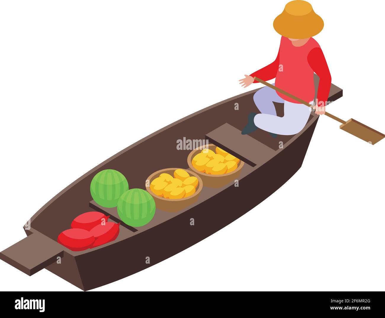 Fruits floating market icon. Isometric of Fruits floating market vector ...
