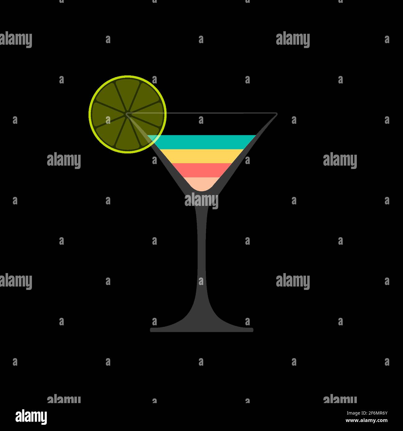 Colorful layered cocktail drink. Cocktail icon. Vector illustration ...