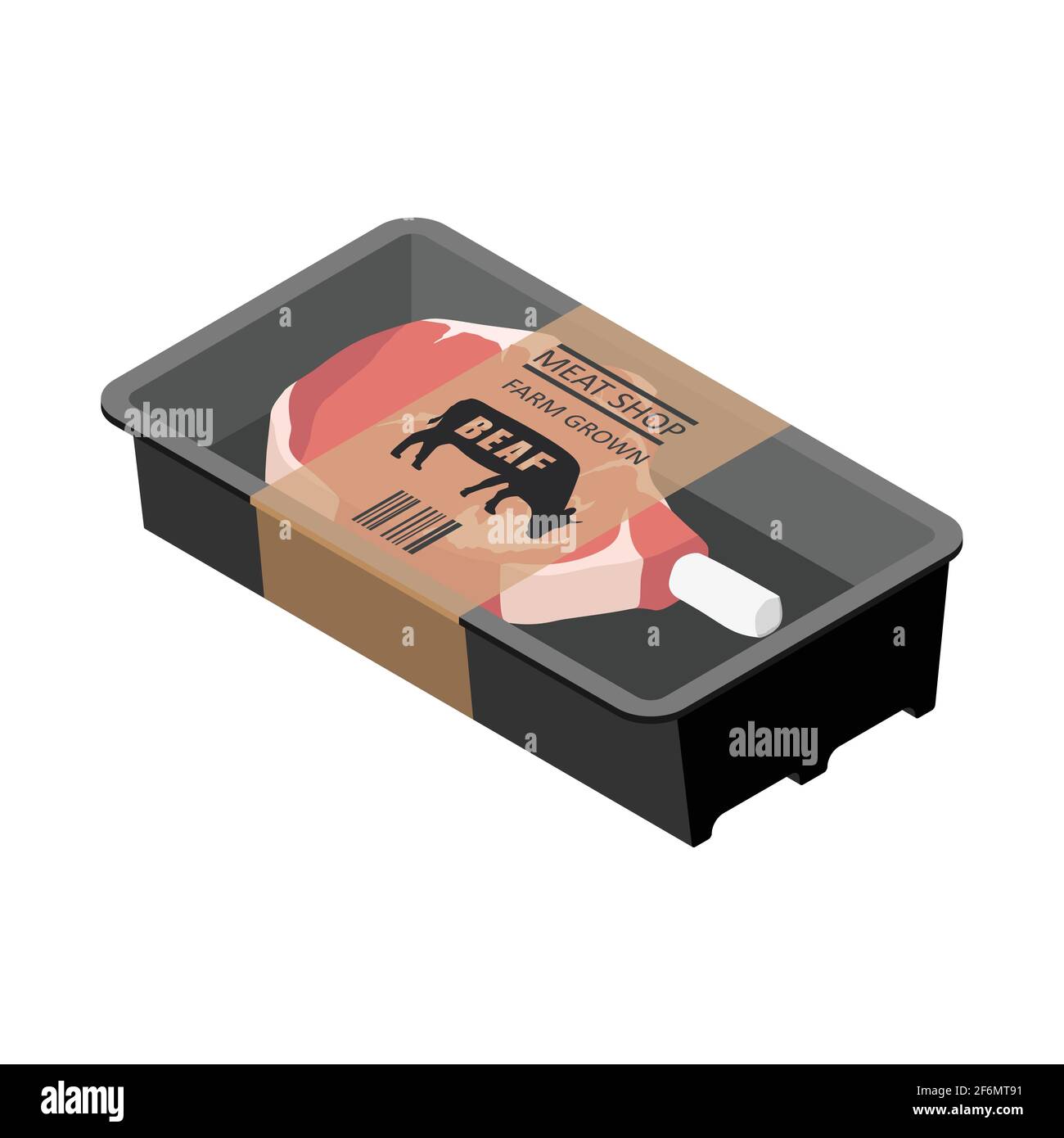 Raw pork ribs food packing design. Isolated on white background ...