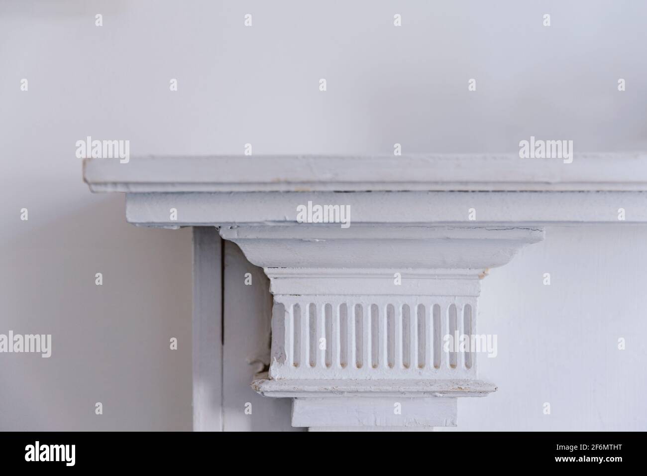 close-up of classic white column. Piece of ancient column with copy ...