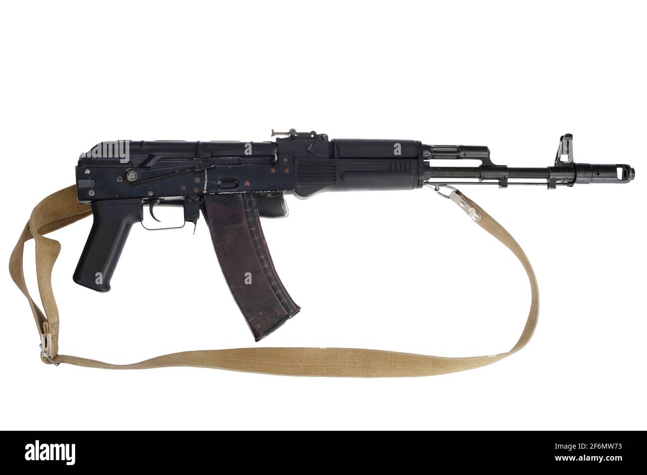 modern kalashnikov AK 74M assault rifle with folded stock isolated on ...