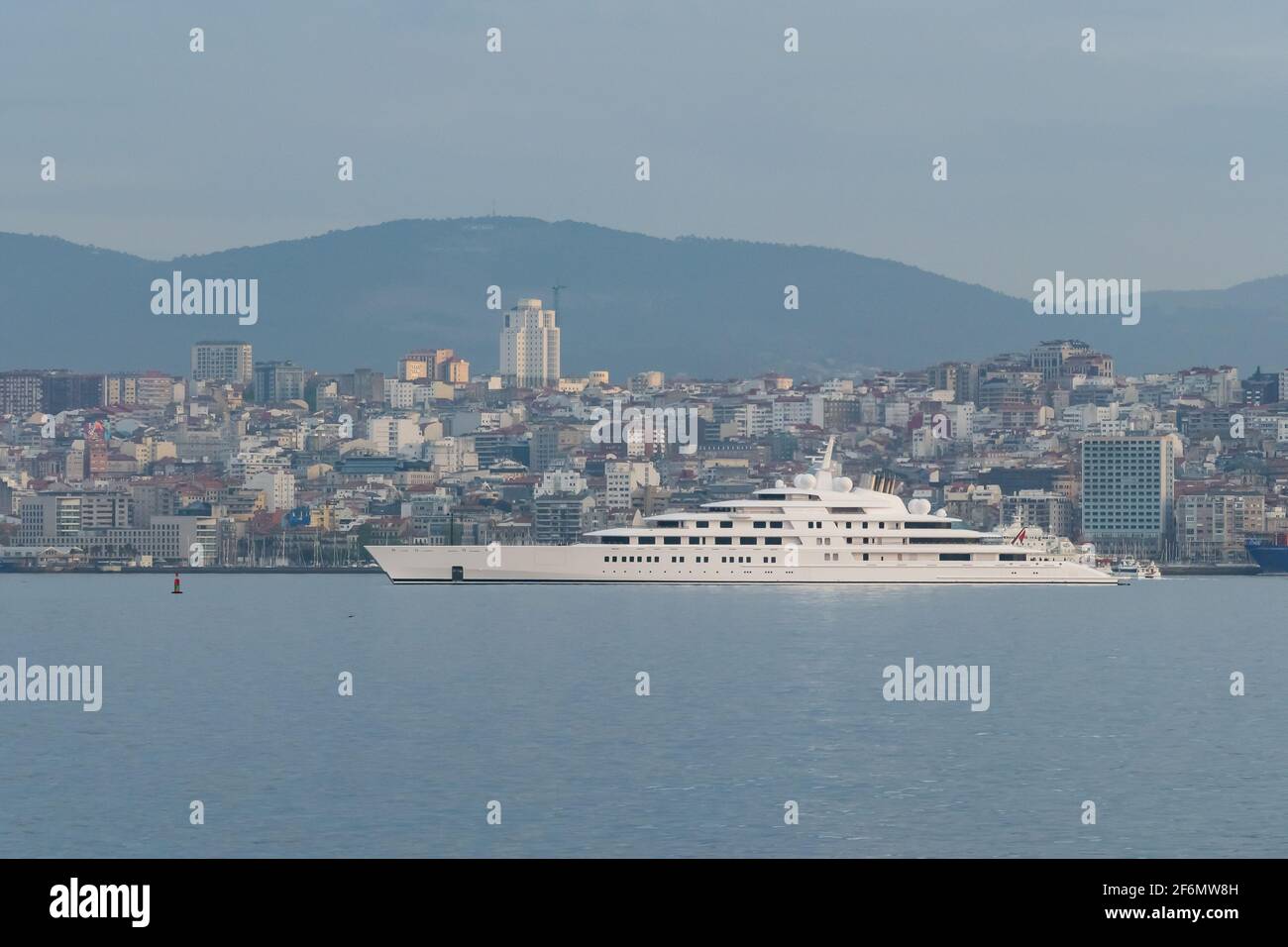 The longest yacht in the world "Azzam" in the port of Vigo Stock Photo ...