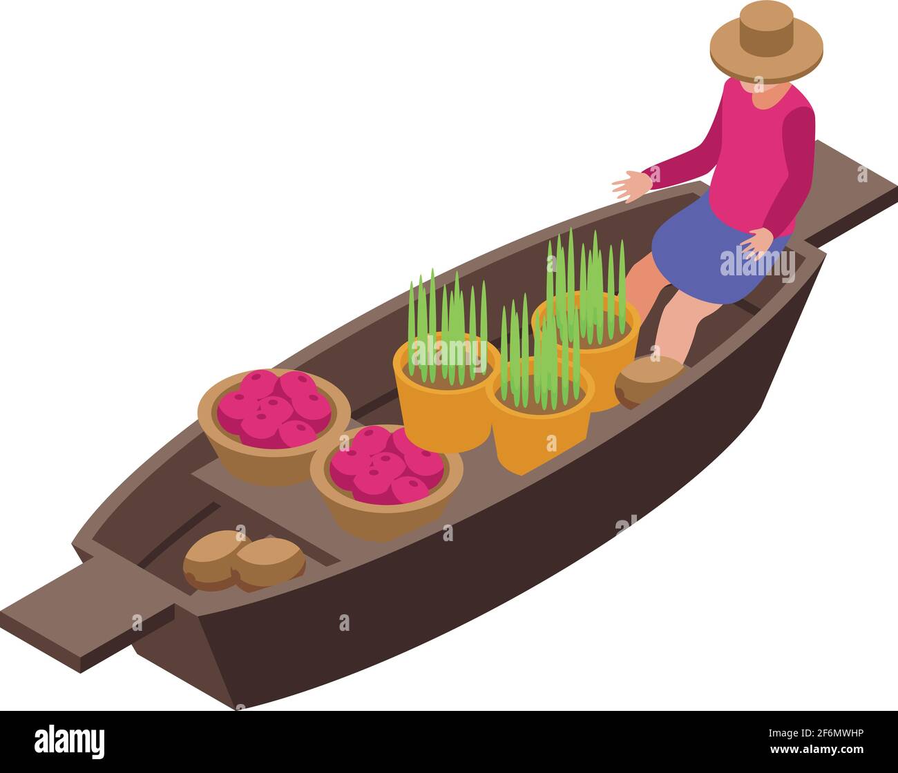 Tropical floating market icon. Isometric of Tropical floating market ...