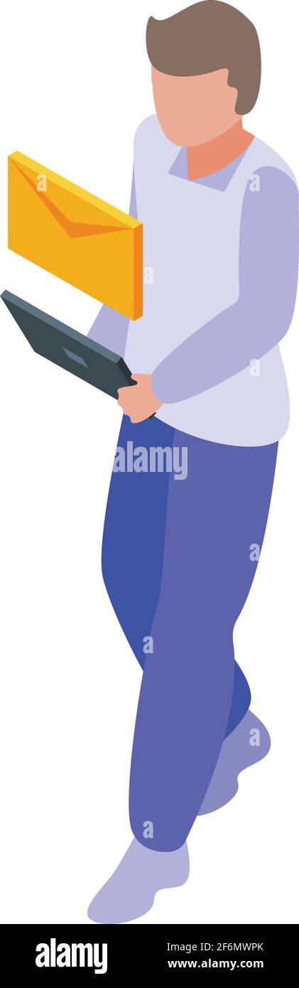 Letter interaction icon. Isometric of Letter interaction vector icon ...