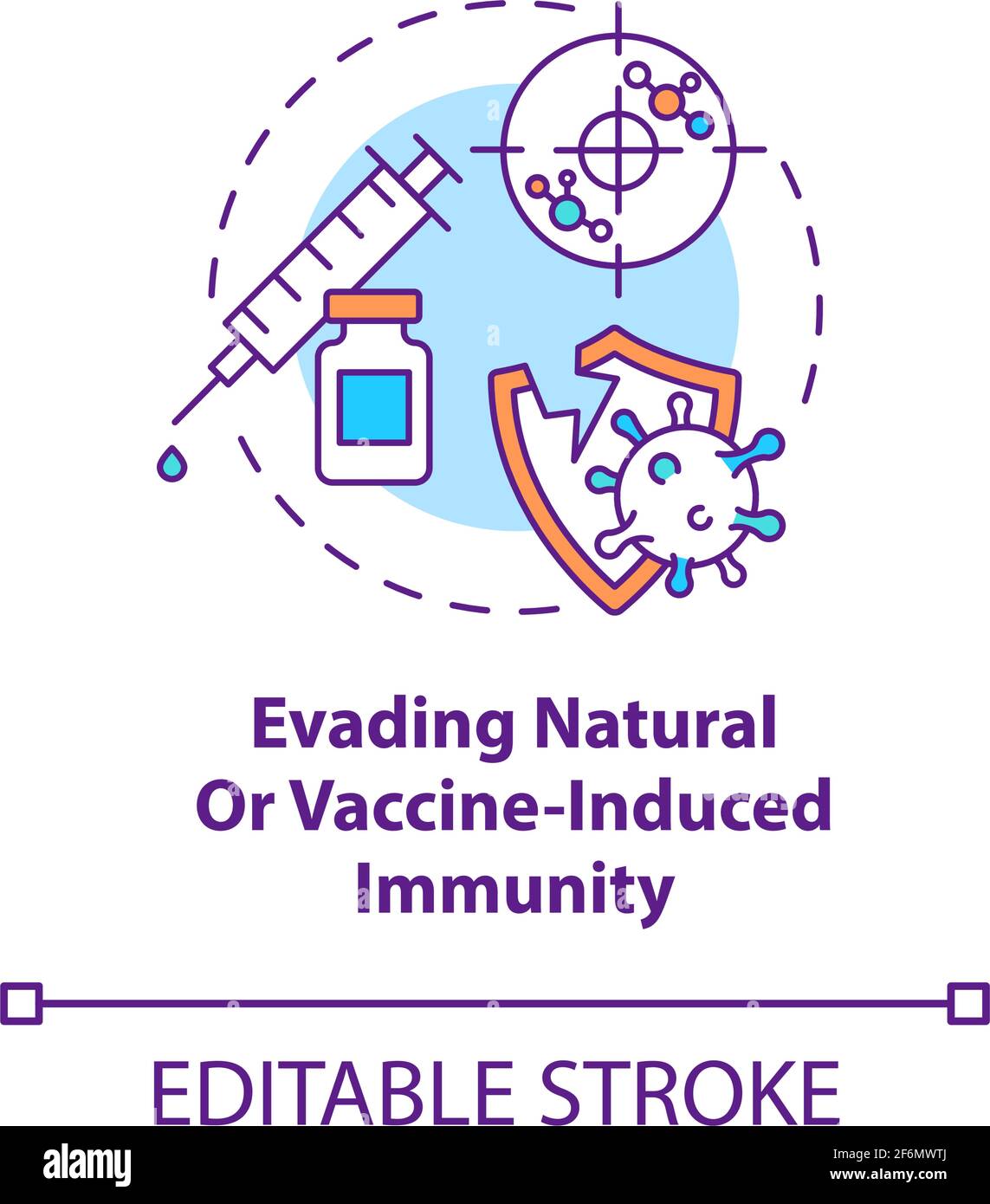 Evading natural or vaccine induced immunity concept icon Stock Vector ...