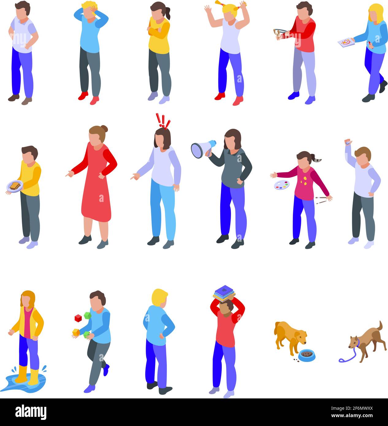 Disobedient icons set. Isometric set of disobedient vector icons for ...