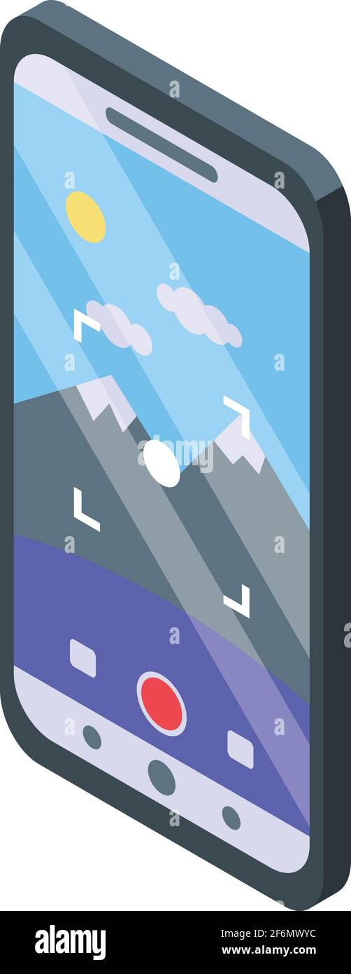 Smartphone landscape photo icon. Isometric of Smartphone landscape ...