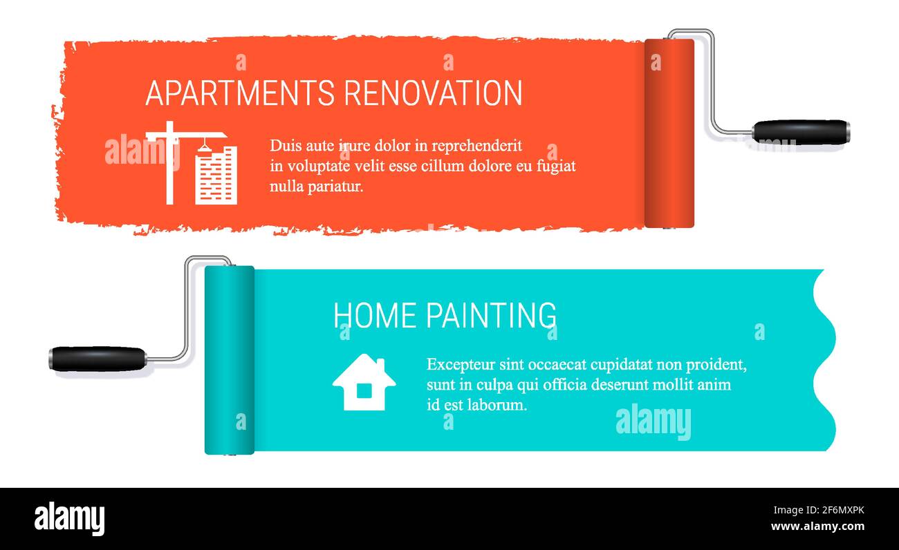 Paint roller banners. Home painting. Apartment renovation and home ...