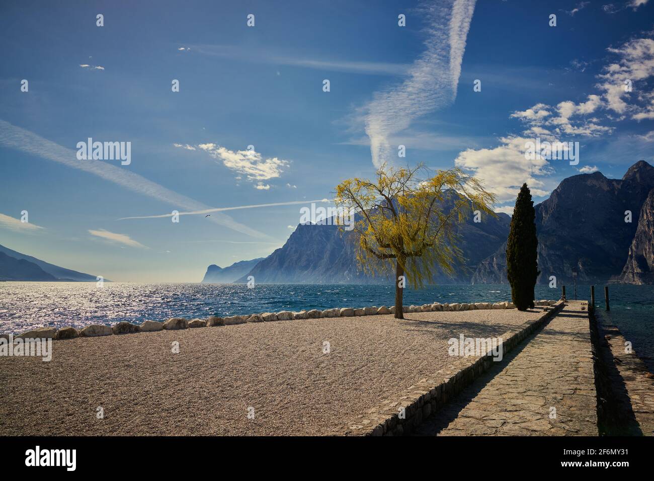 View of the beautiful Lake Garda Asurrounded by mountains, Garda lake ...