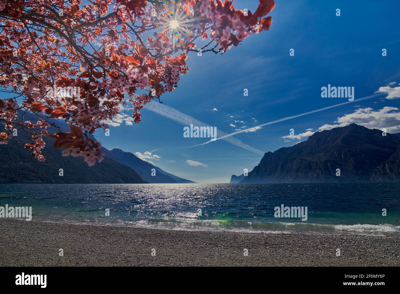 View of the beautiful Lake Garda Asurrounded by mountains, Garda lake ...