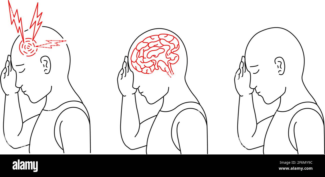 Vector illustration of a person experiencing headache and inflammation ...