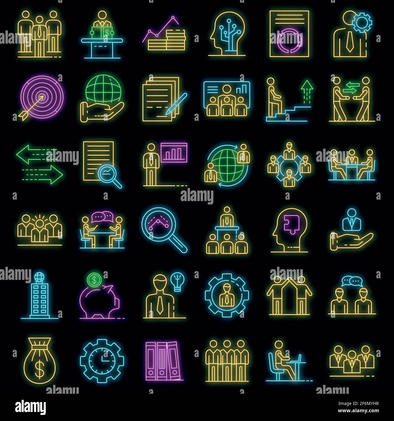 Corporate governance icons set. Outline set of corporate governance vector icons neon color on ...