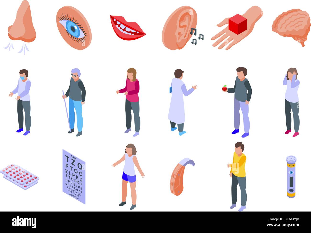 Senses icons set. Isometric set of senses vector icons for web design ...
