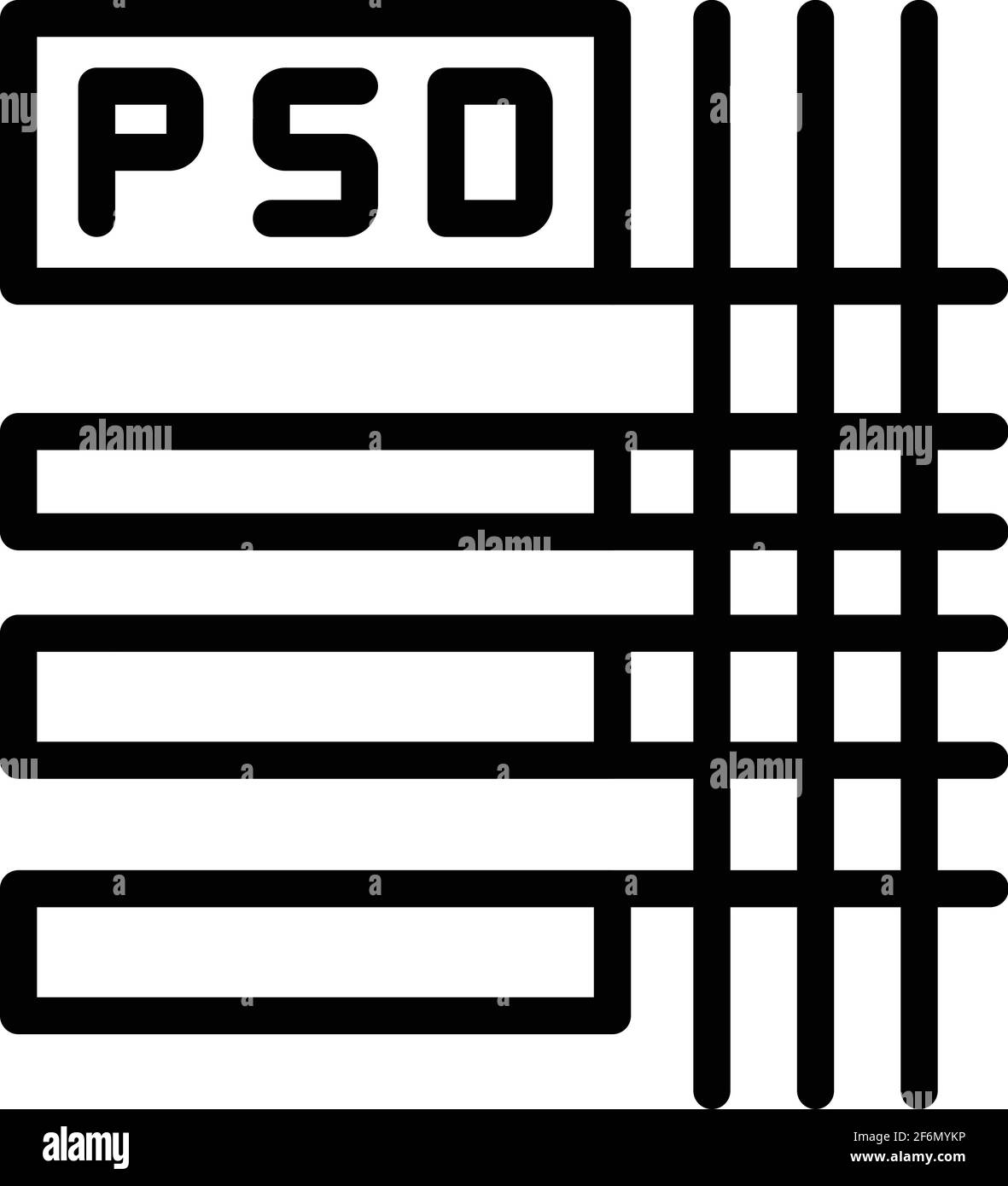 Psd file icon. Outline psd file vector icon for web design isolated on ...