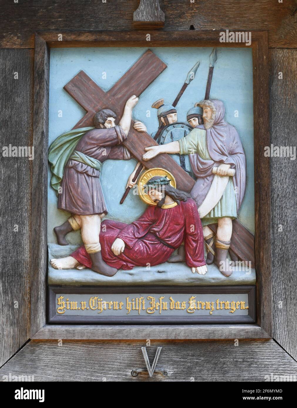 Eschenlohe, Germany. 01st Apr, 2021. The fifth station on a Way of the Cross up to St. Nicholas ...