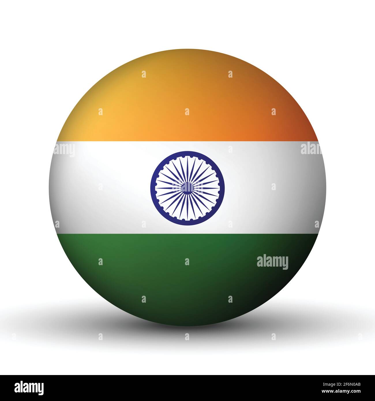Glass light ball with flag of India. Round sphere, template icon ...
