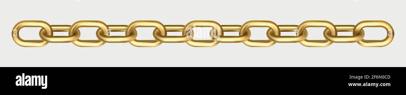 Metal gold chain on white panoramic background - Vector illustration ...