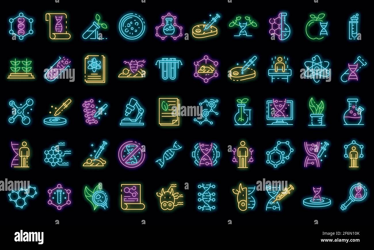 Genetic engineering icons set. Outline set of genetic engineering ...