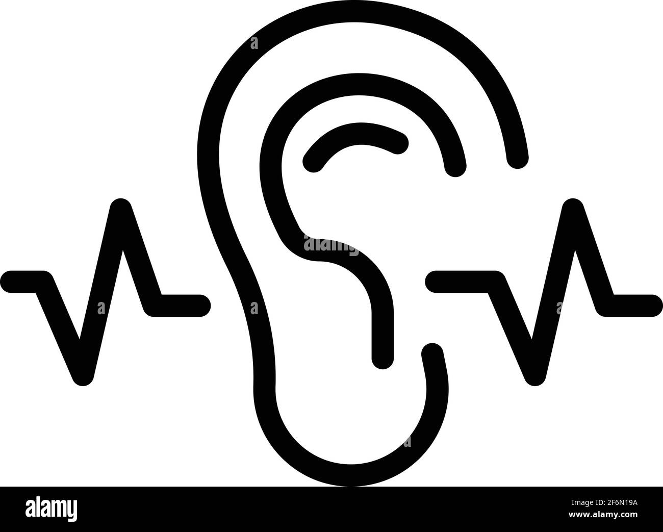 Sound wave ear icon. Outline Sound wave ear vector icon for web design ...