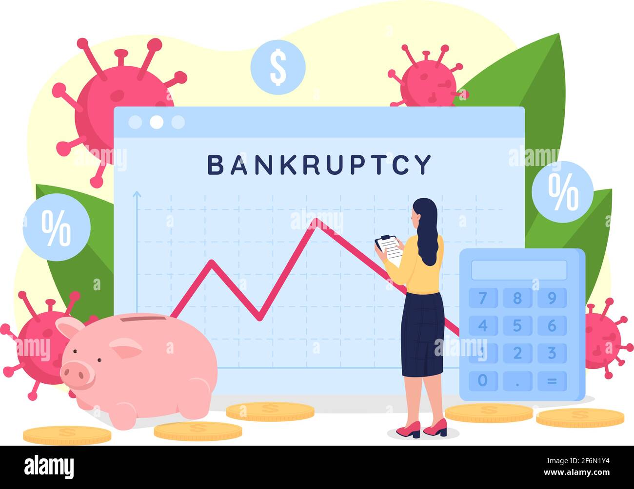 Financial recession graph flat concept vector illustration Stock Vector ...