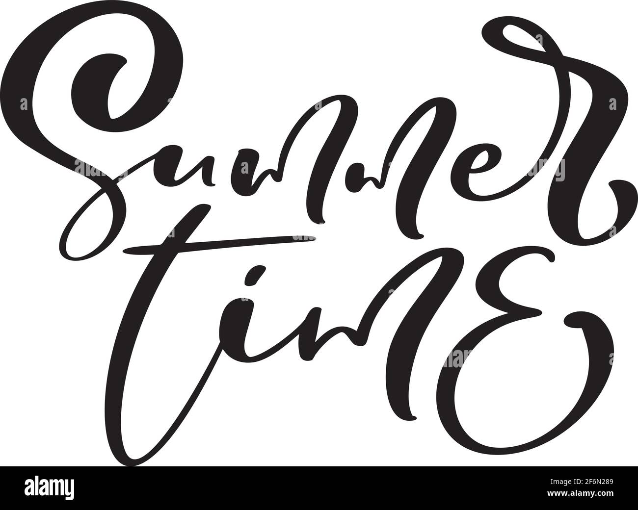 Calligraphy lettering text Summer Time. Vector Hand Drawn Isolated ...