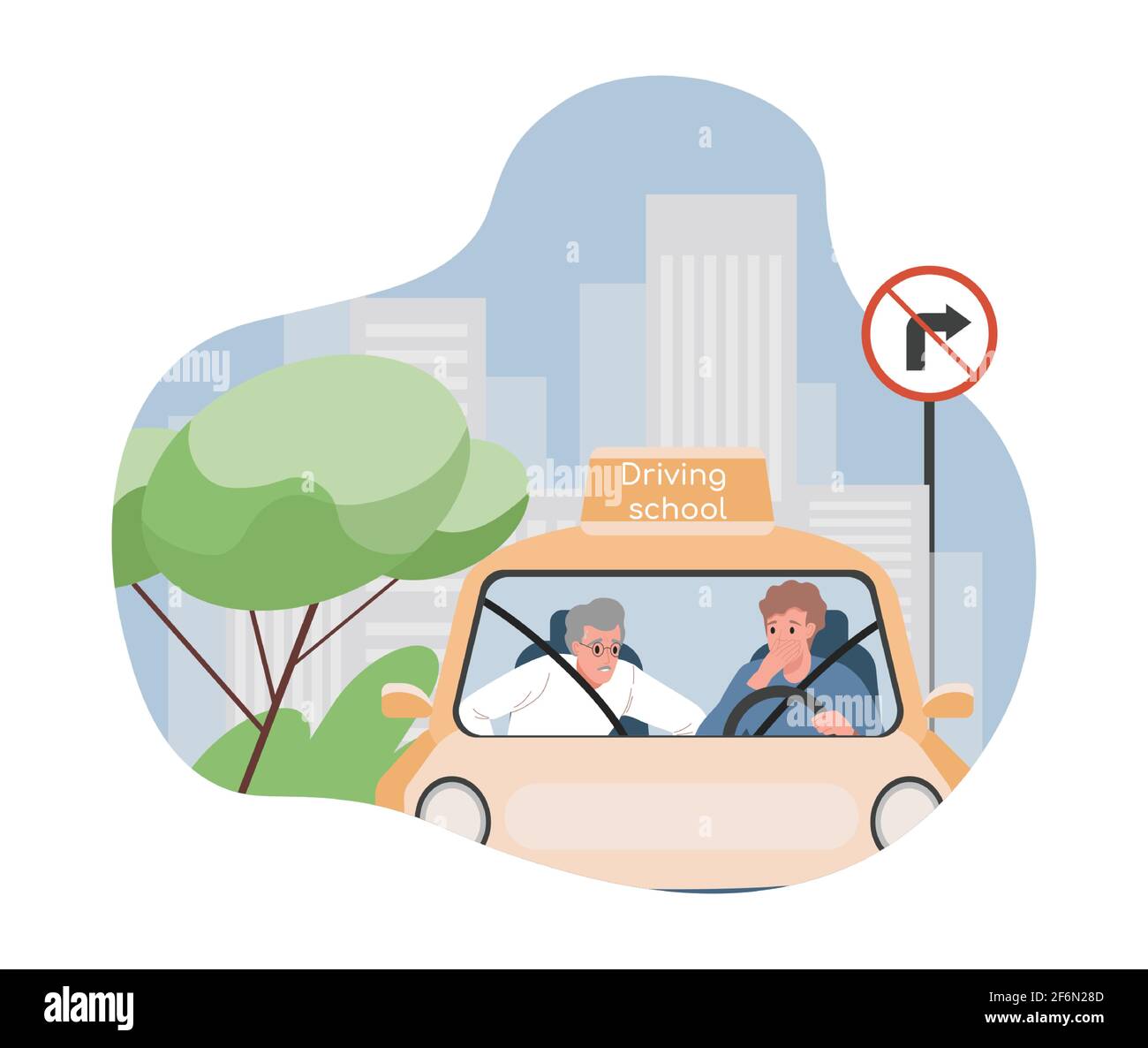 Learner with a road sign Cut Out Stock Images & Pictures - Alamy