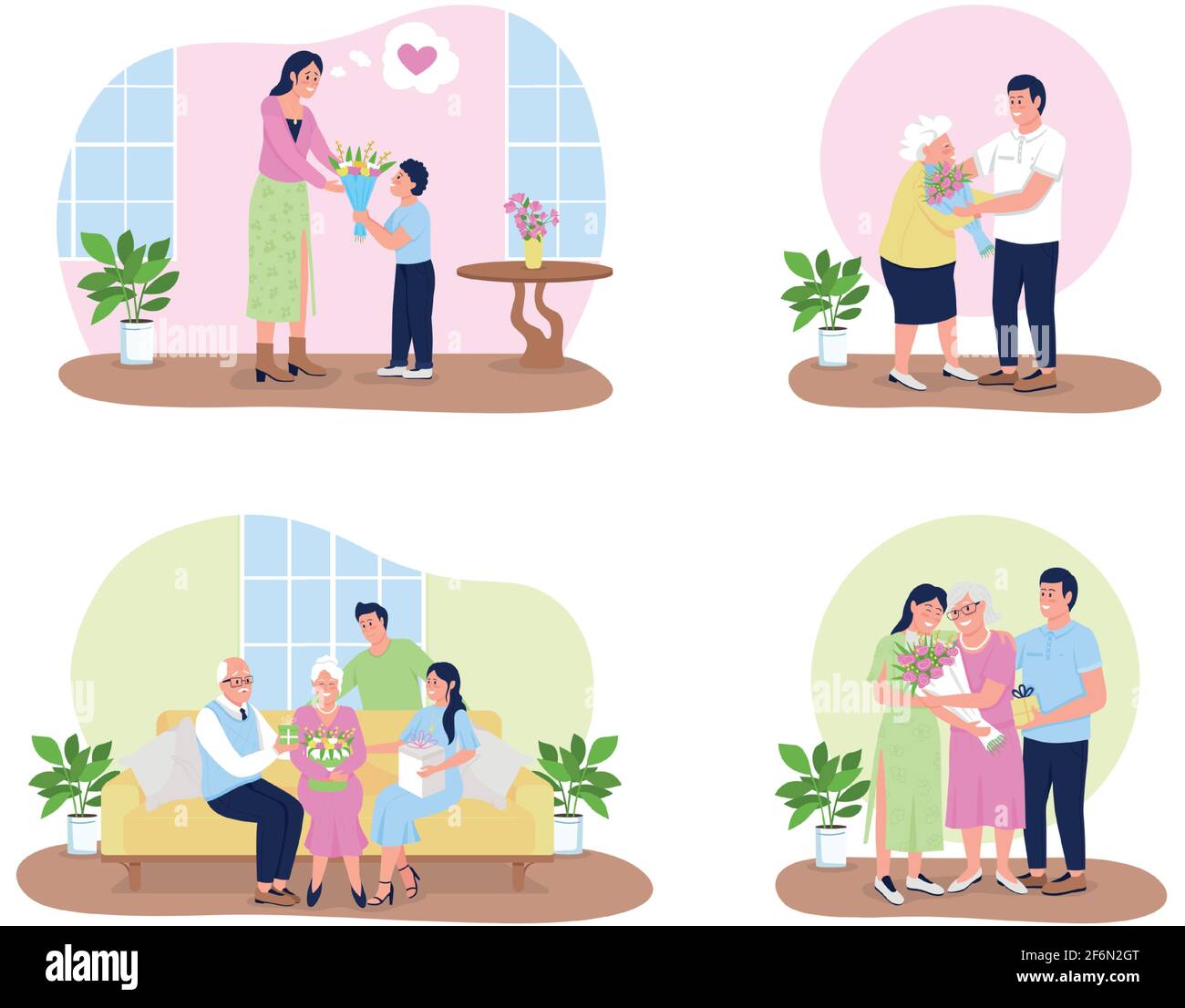 Mothers day 2D vector web banner, poster set Stock Vector Image & Art ...