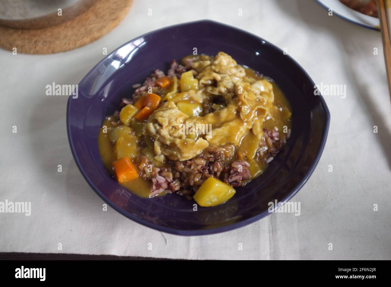 Japanese food home made , Sliced Beef Curry Rice Stock Photo - Alamy