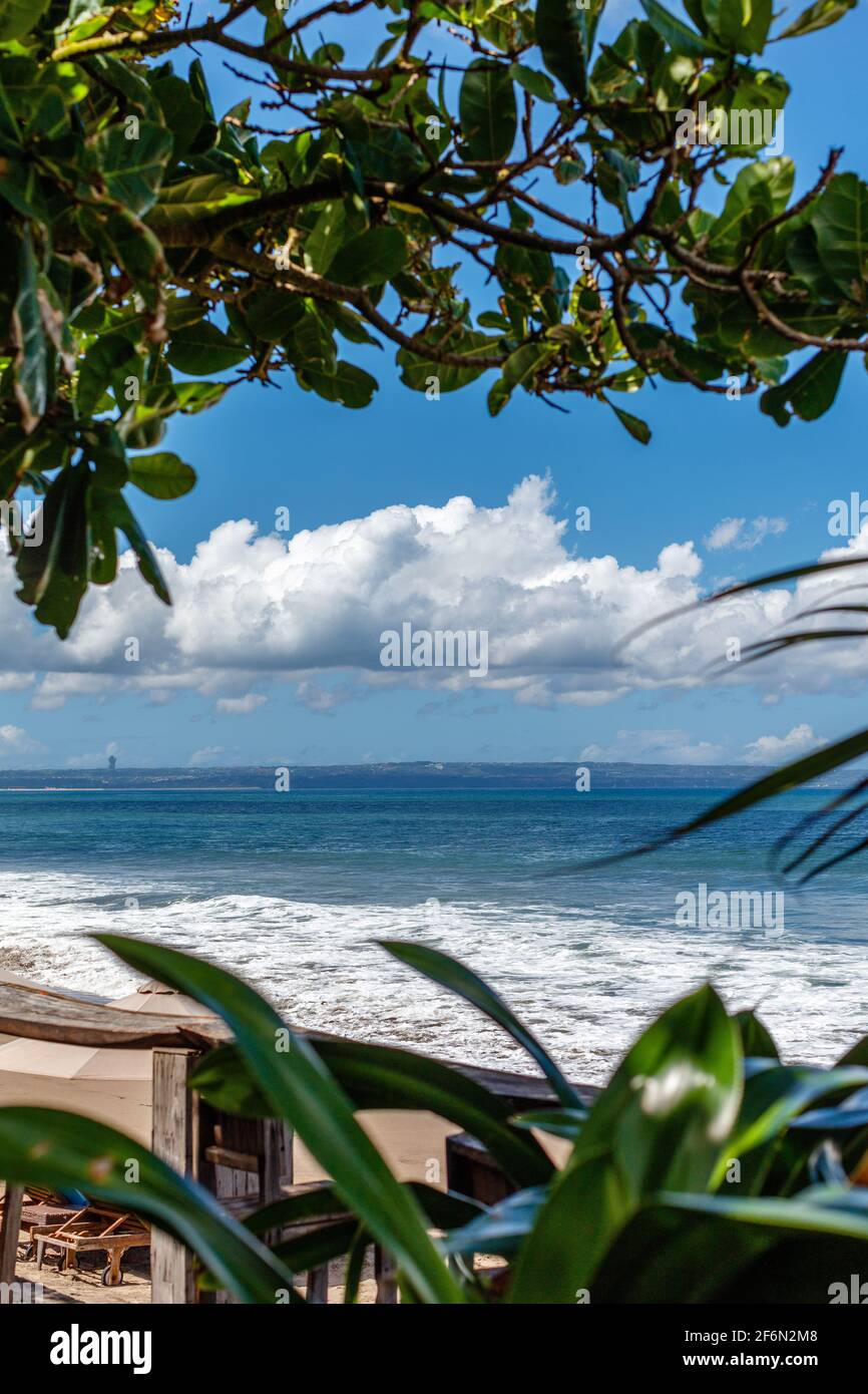 Batu Belig beach (Pantai Batu Belig), Badung, Bali, Indonesia. Grey ...