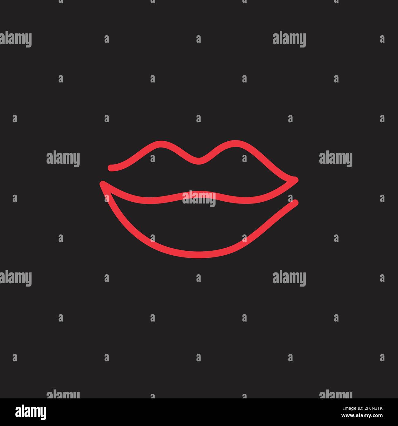 Lips red simple one line vector cute icon Stock Vector Image & Art - Alamy