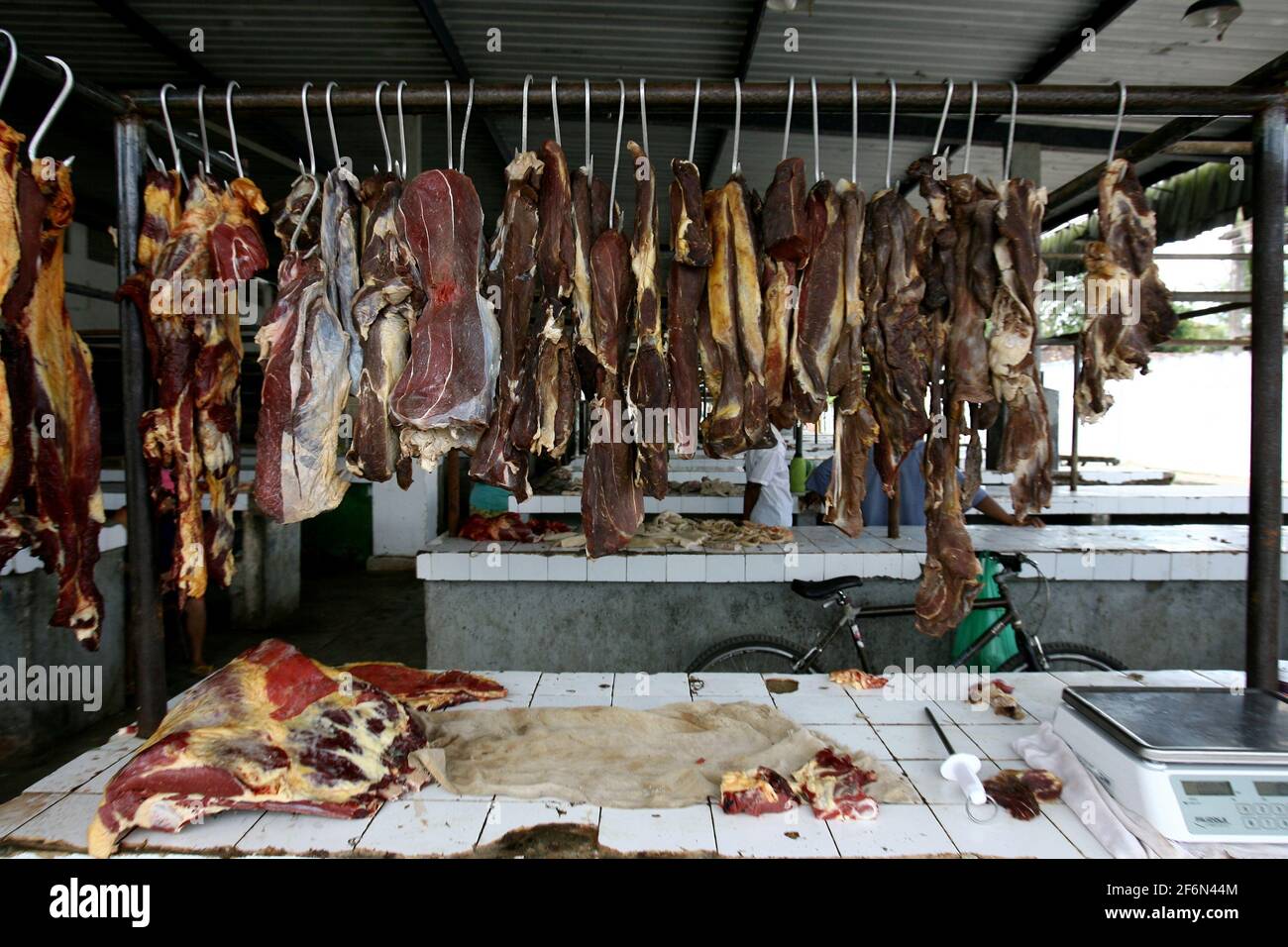 ubata, bahia / brazil - october 5, 2011: salted beef is seen exposed in ...