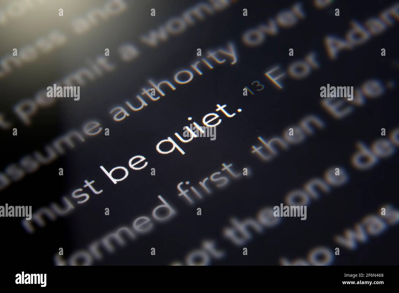 The English letter that says be quiet Stock Photo - Alamy