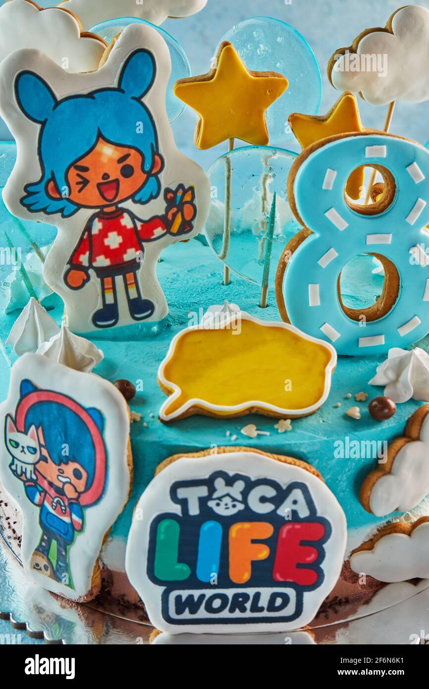 Tel Aviv - Israel, 12 March 2021: Cake based on the game Toka Life, for ...