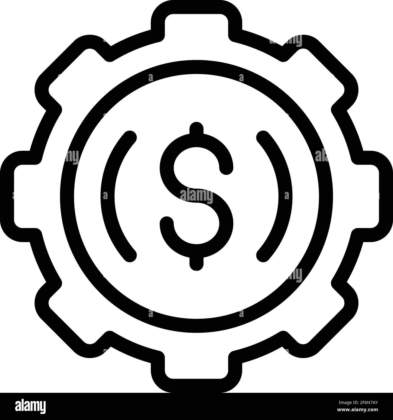 Money gear icon. Outline money gear vector icon for web design isolated ...