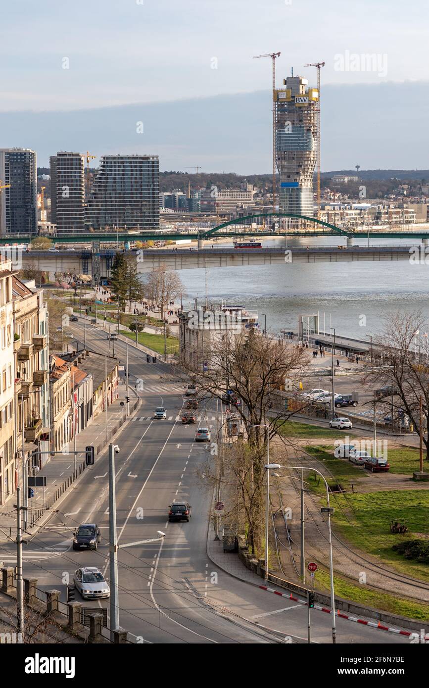 Sava river and the Belgrade waterfront urban complex view from the ...