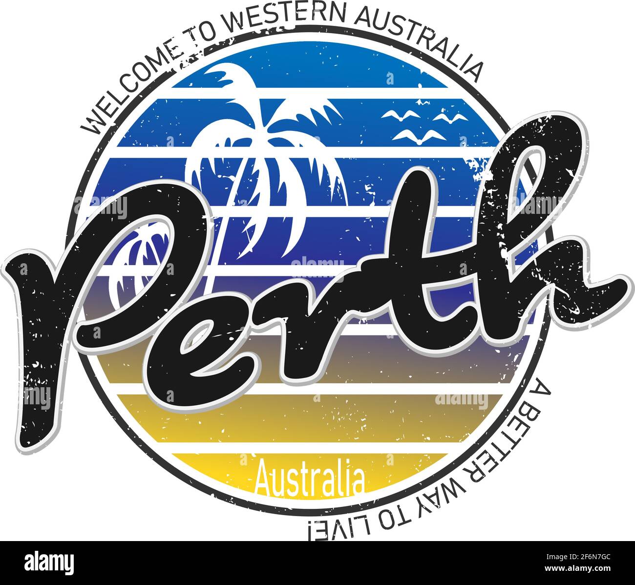 Perth WA, Australia Logo. Adventure Landscape Design Vector City ...