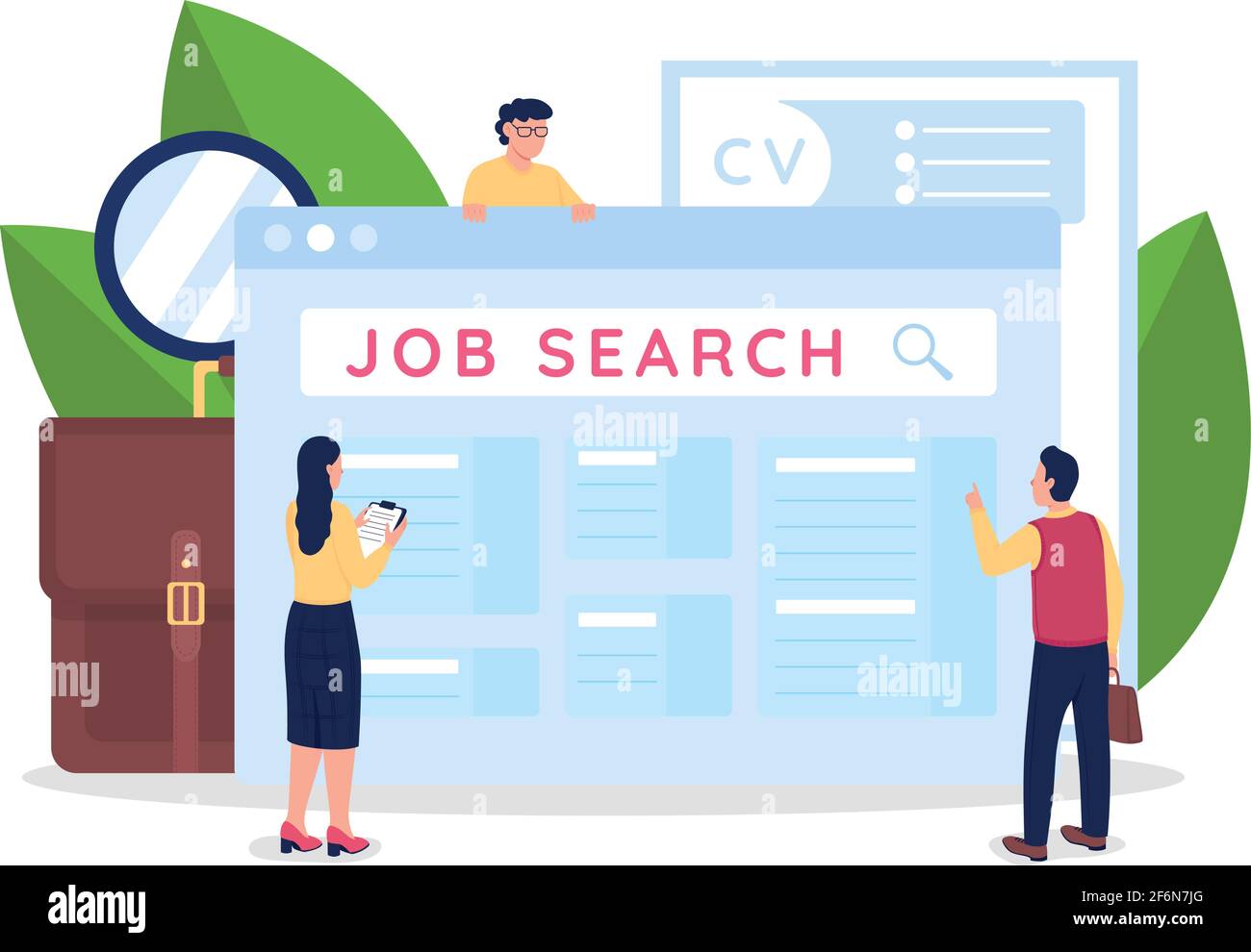 Searching for employment opportunities flat concept vector illustration ...