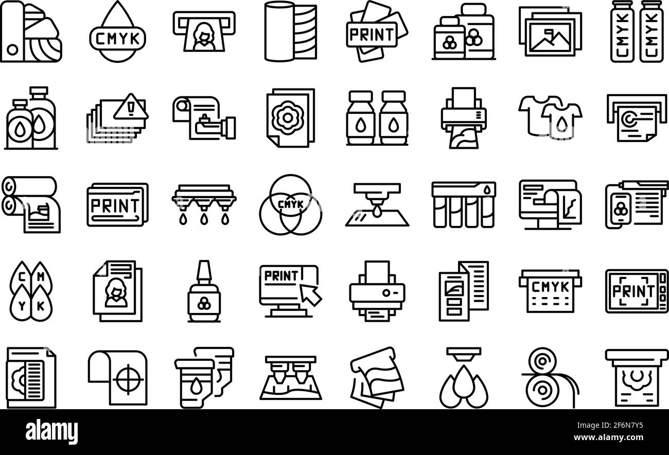 Digital printing icons set. Outline set of digital printing vector ... Digital printing icons set. Outline set of digital printing vector ...
