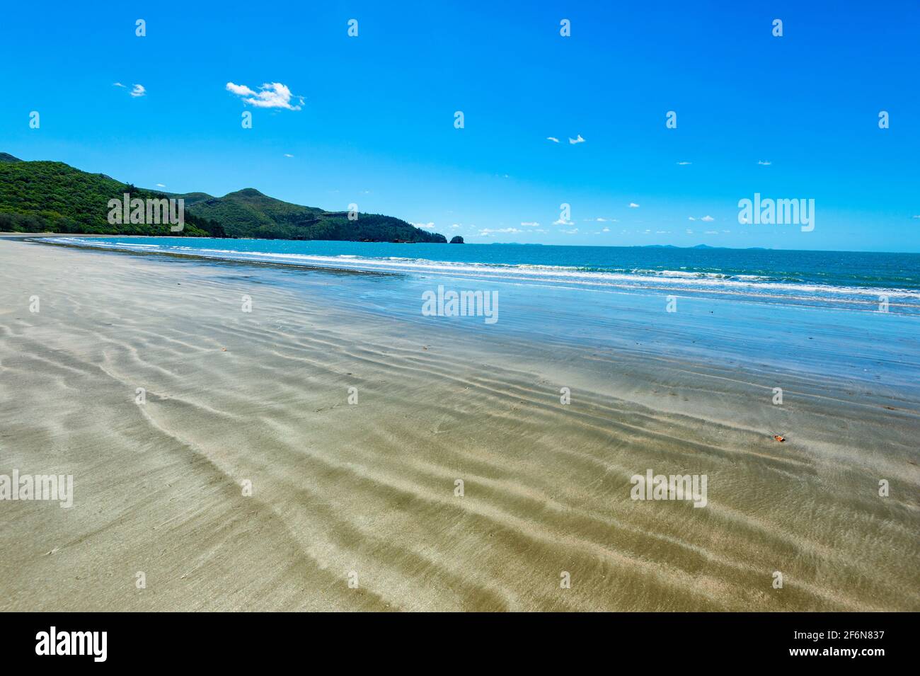Ripples in the sand at the popular scenic beach of Cape Hillsborough ...