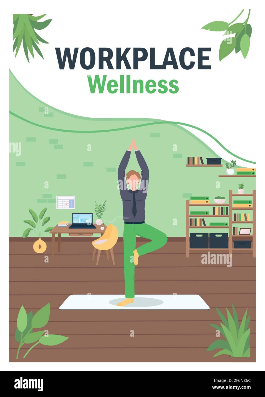 Workout at workplace poster flat vector template Stock Vector Image ...