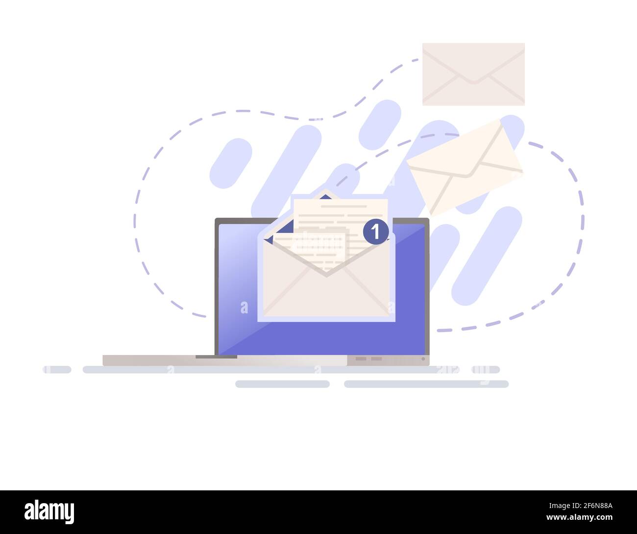 Illustration of sending mail or email with paper envelope and laptop ...
