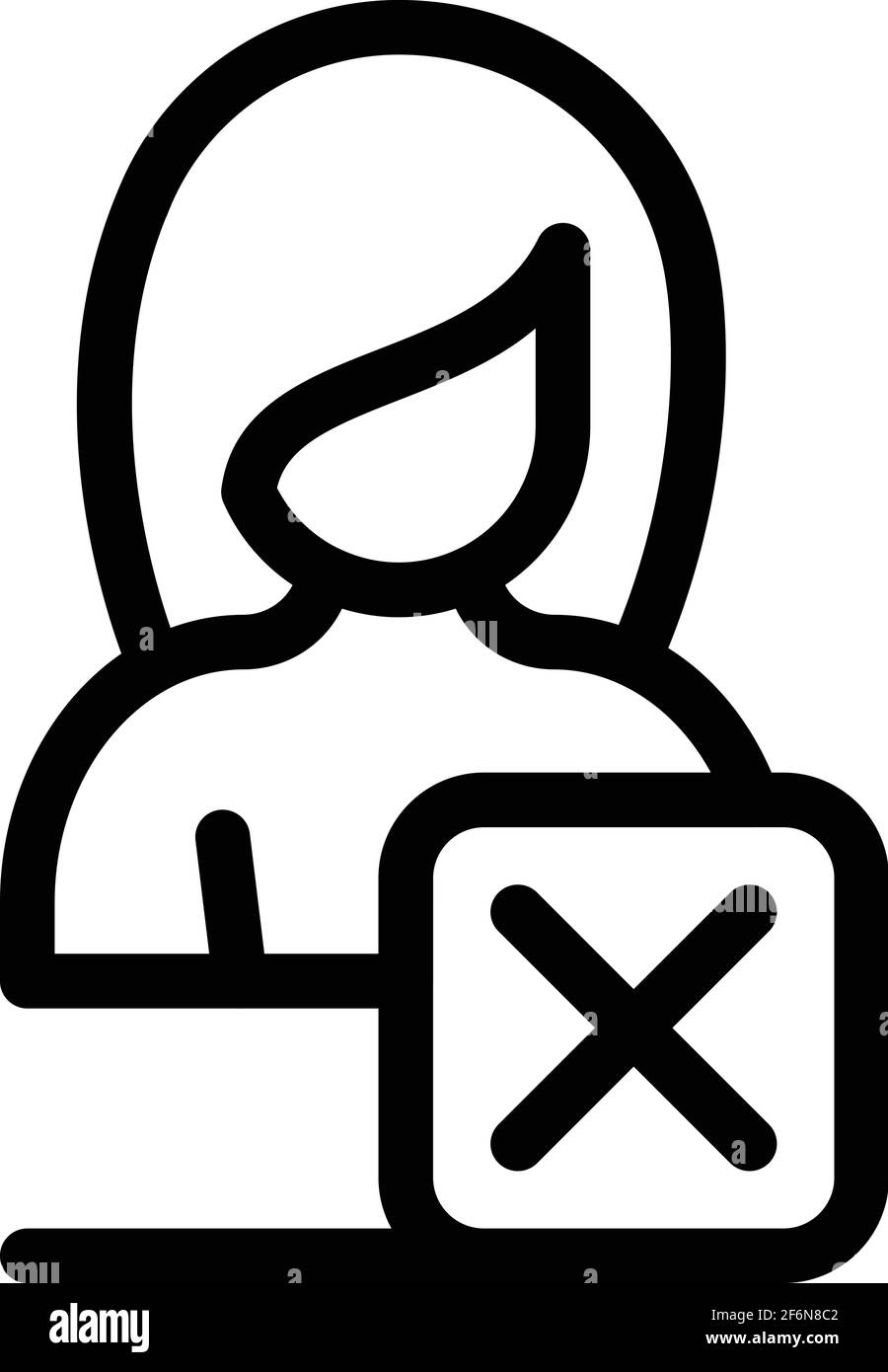 Female user delete icon. Outline female user delete vector icon for web ...