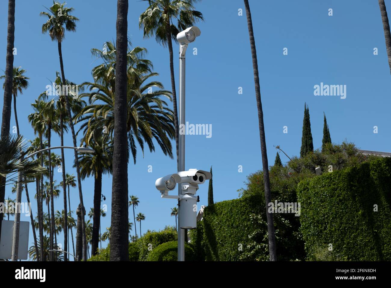 Traffic cameras on a pole in posh Beverly Hills California Stock Photo ...