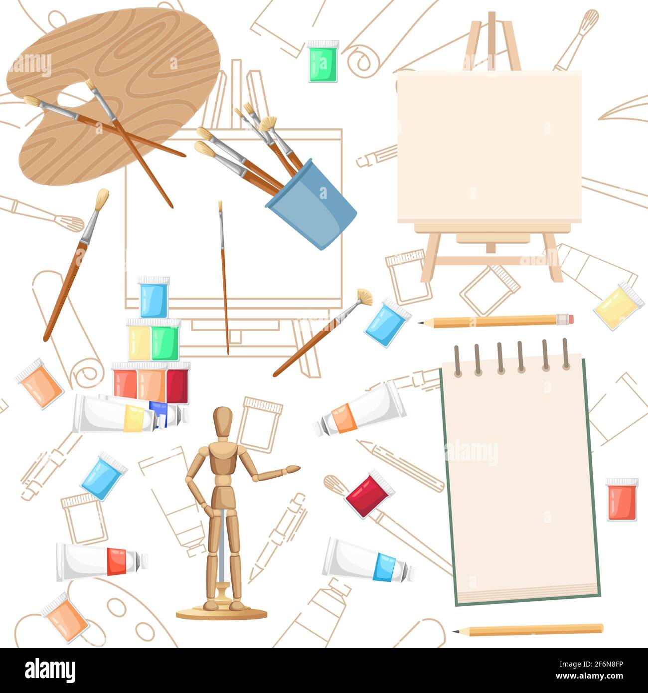 Seamless pattern Drawing and art lesson courses online education ...