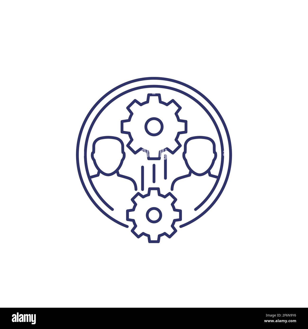 team interaction, work and cooperation line icon Stock Vector Image ...