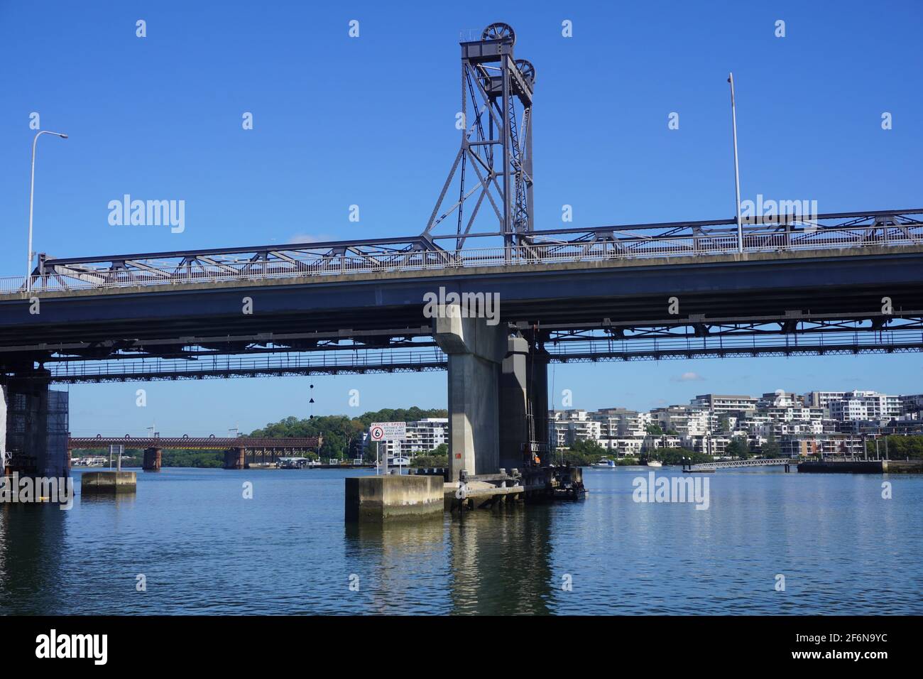 Close Up of Ryde Bridge over the Parramatta River from aboard a Ferry ...