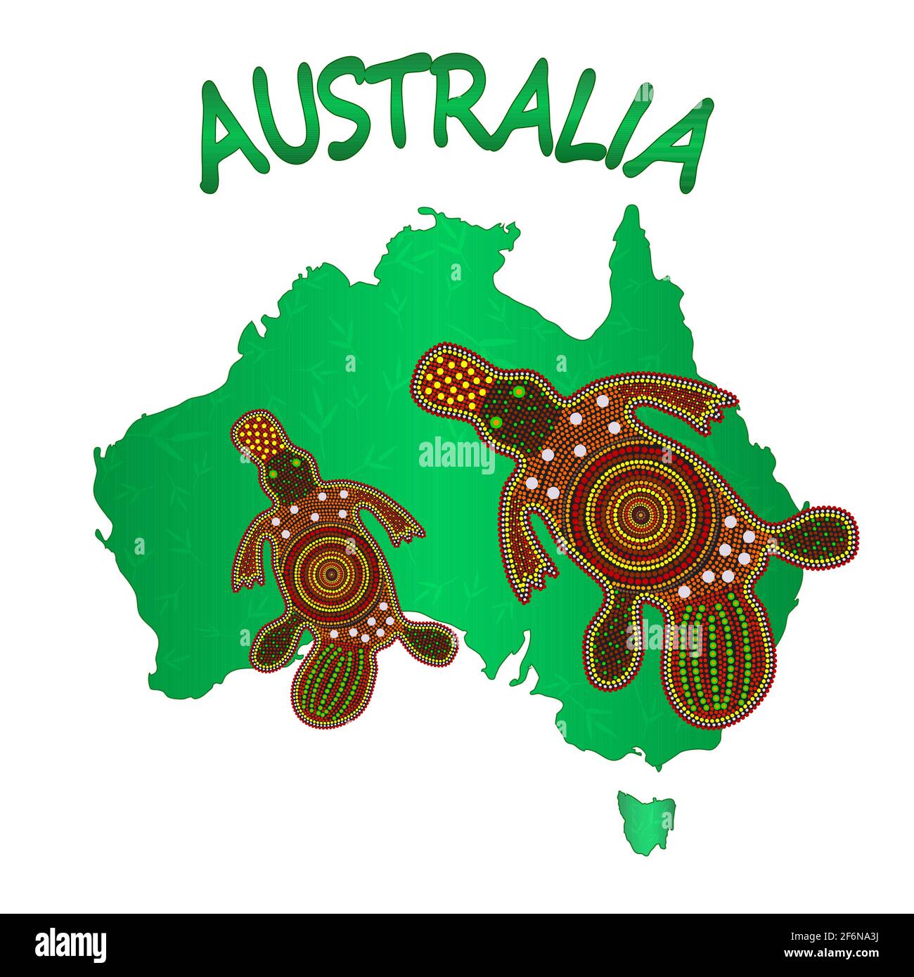 Map of Australia with two platypus. Australia Aboriginal day. Naidoc ...
