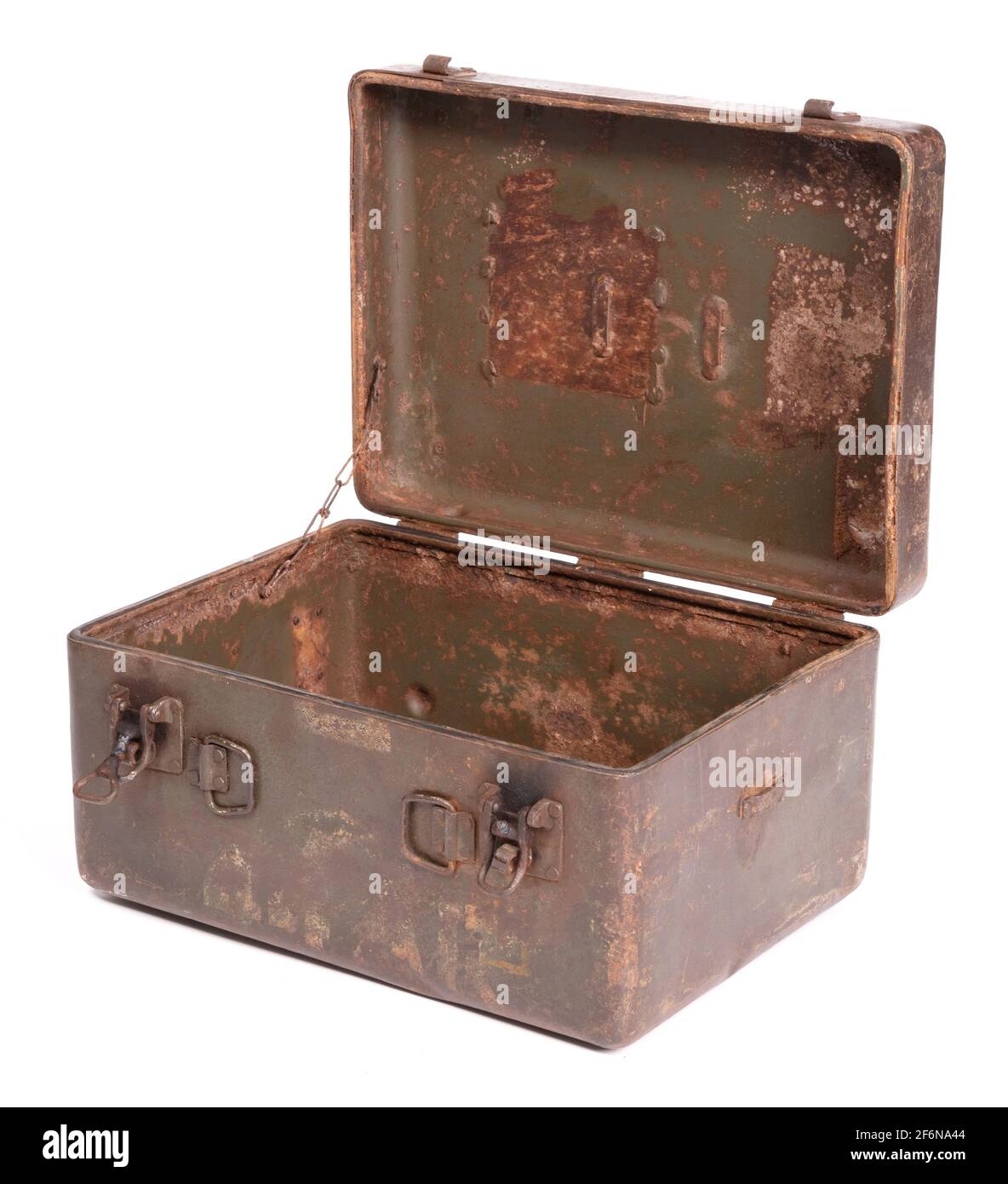 Old rusted green army case, isolated on white Stock Photo - Alamy