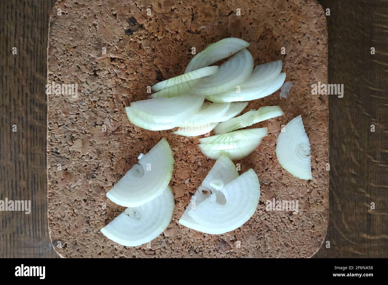 Cut into half rings white onions, healthy and fresh vegetables. new ...
