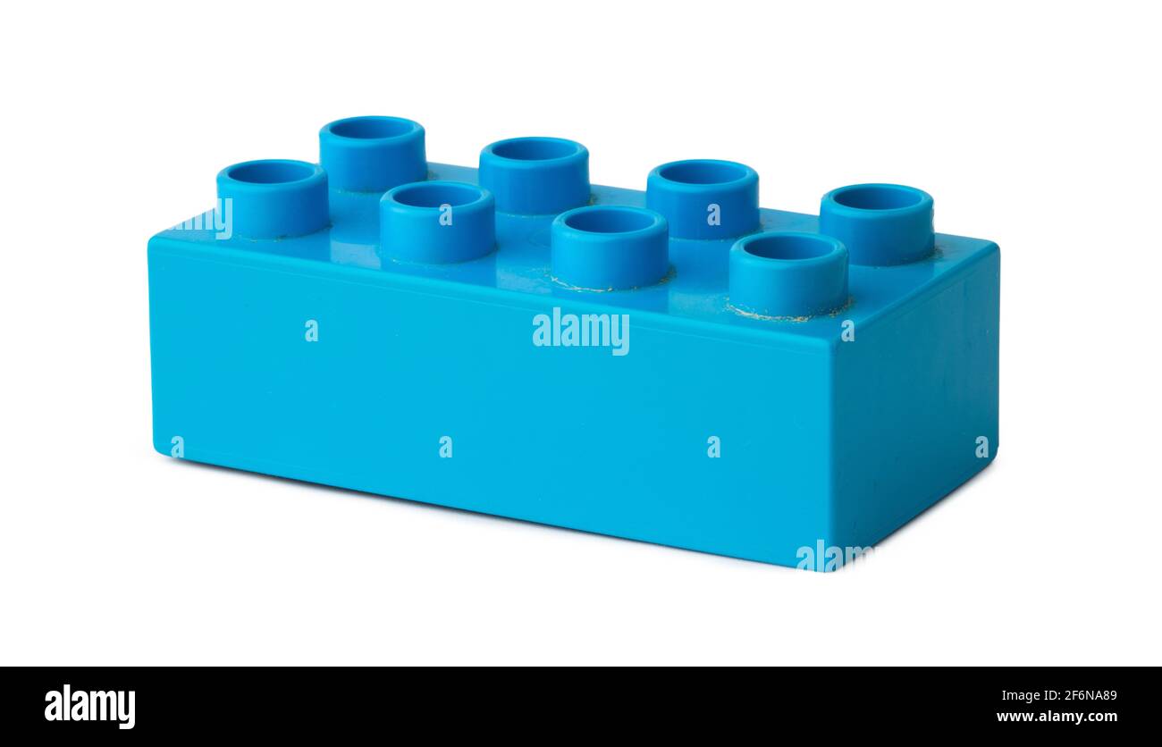 Blue plastic building block isolated on white Stock Photo - Alamy